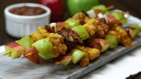 Popcorn Chicken Apple Kebabs - Mama Needs Cake®