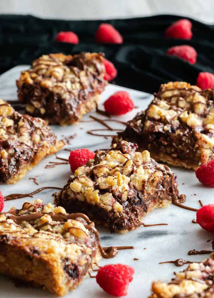 Chocolate Raspberry Crumble Squares - Mama Needs Cake®
